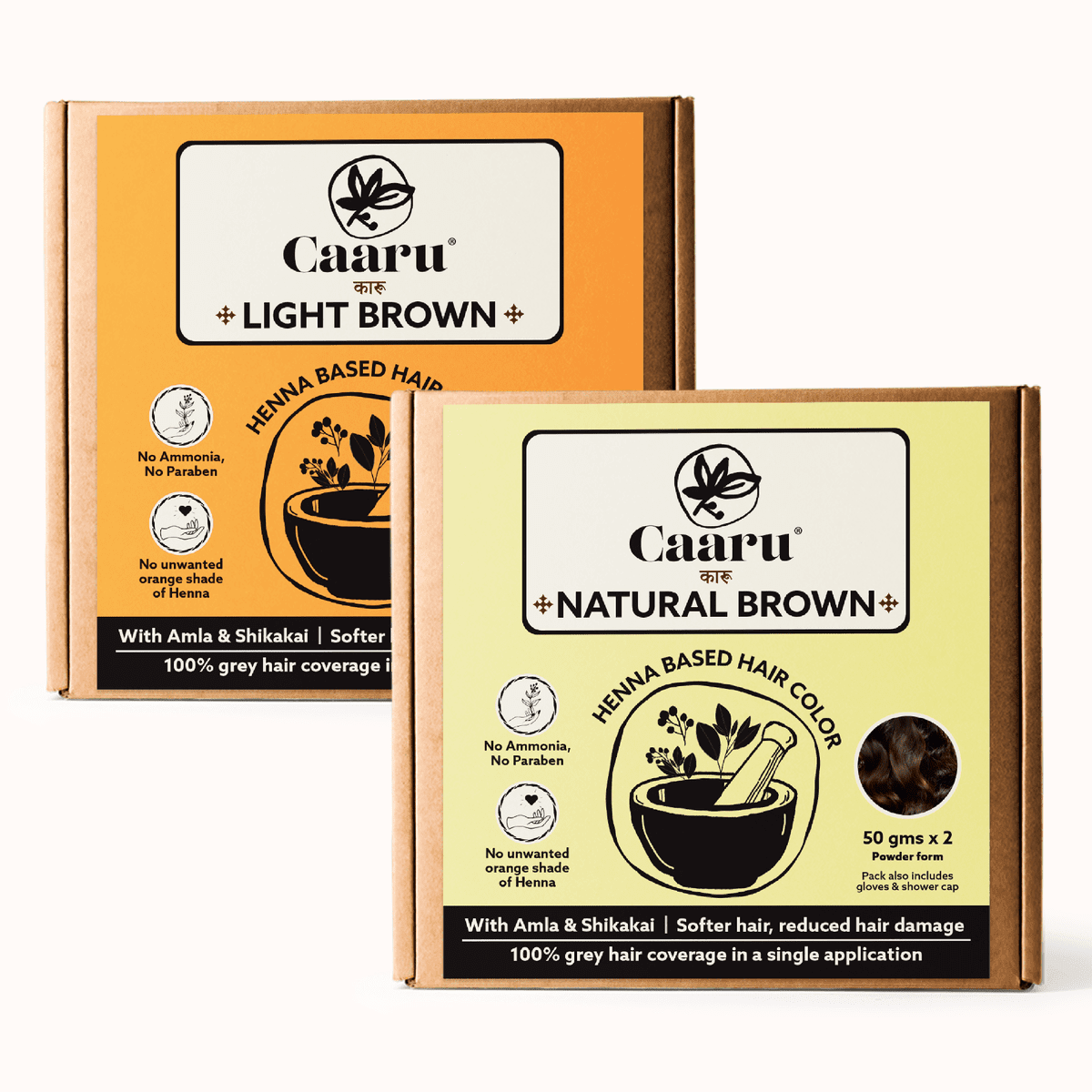 Buy Caaru Natural Brown Hair Color - Heena Infused, Shop Now